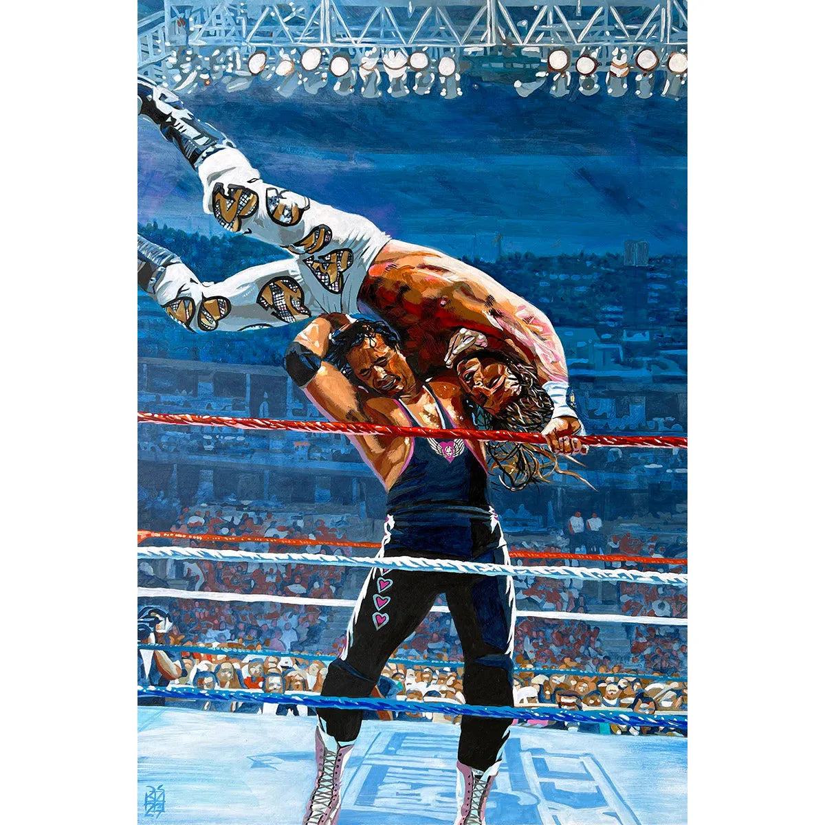 Bret Hart vs Shawn Michaels: Wrestling Landscape 11x14 Poster ...