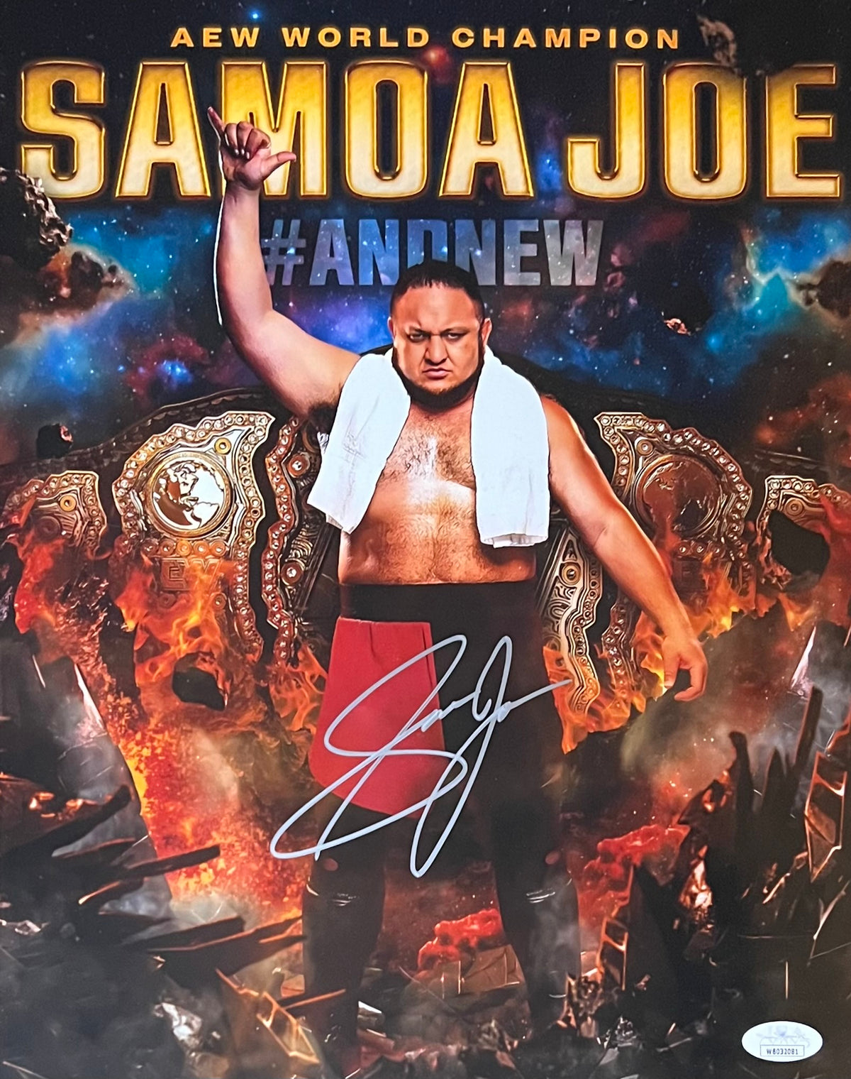 Samoa Joe Metallic 11x14 Poster - JSA Autographed — Highspots UK