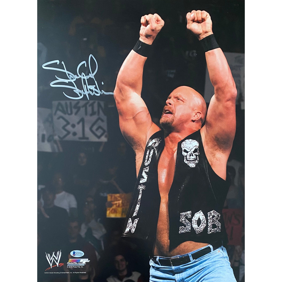 Stone Cold Steve Austin 16x20 Print - AUTOGRAPHED — Highspots UK